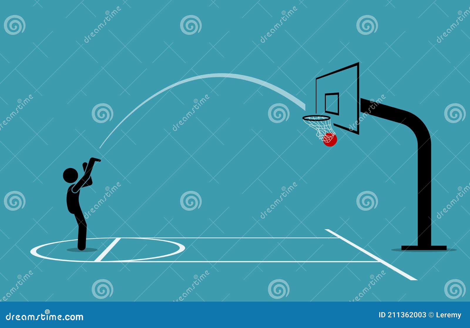 Man Shooting a Basketball into a Hoop and Scoring from Free Throw Line ...