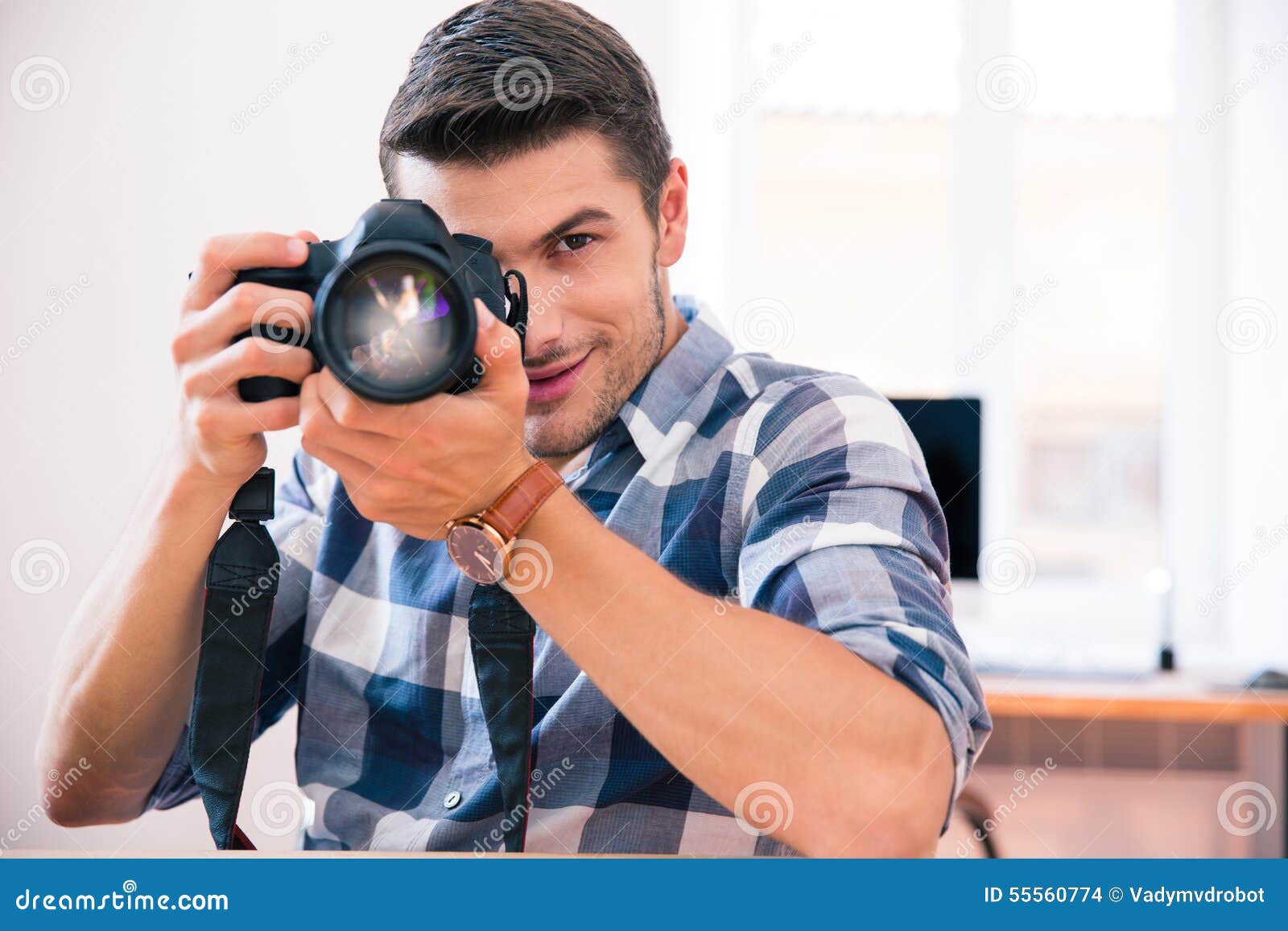 Man Shooting with Photo Camera Stock Photo - Image of hobby, camera ...
