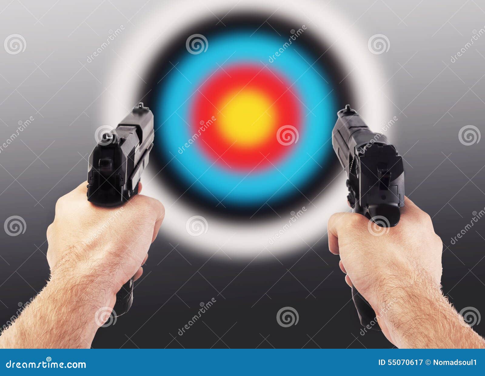 Man shooting with two guns stock image. Image of accuracy - 55070617