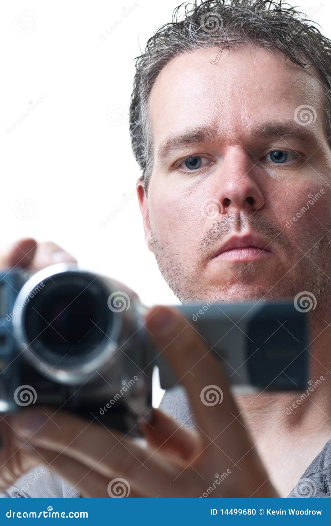 Man Shooting with a Video Camera Stock Photo - Image of camcorder, head ...