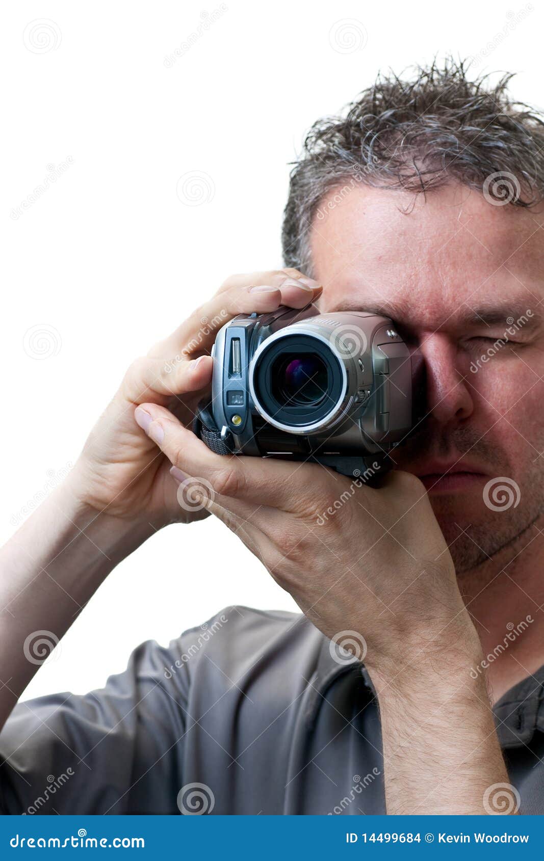 Man Shooting with a Video Camera Stock Photo - Image of shaven, video ...