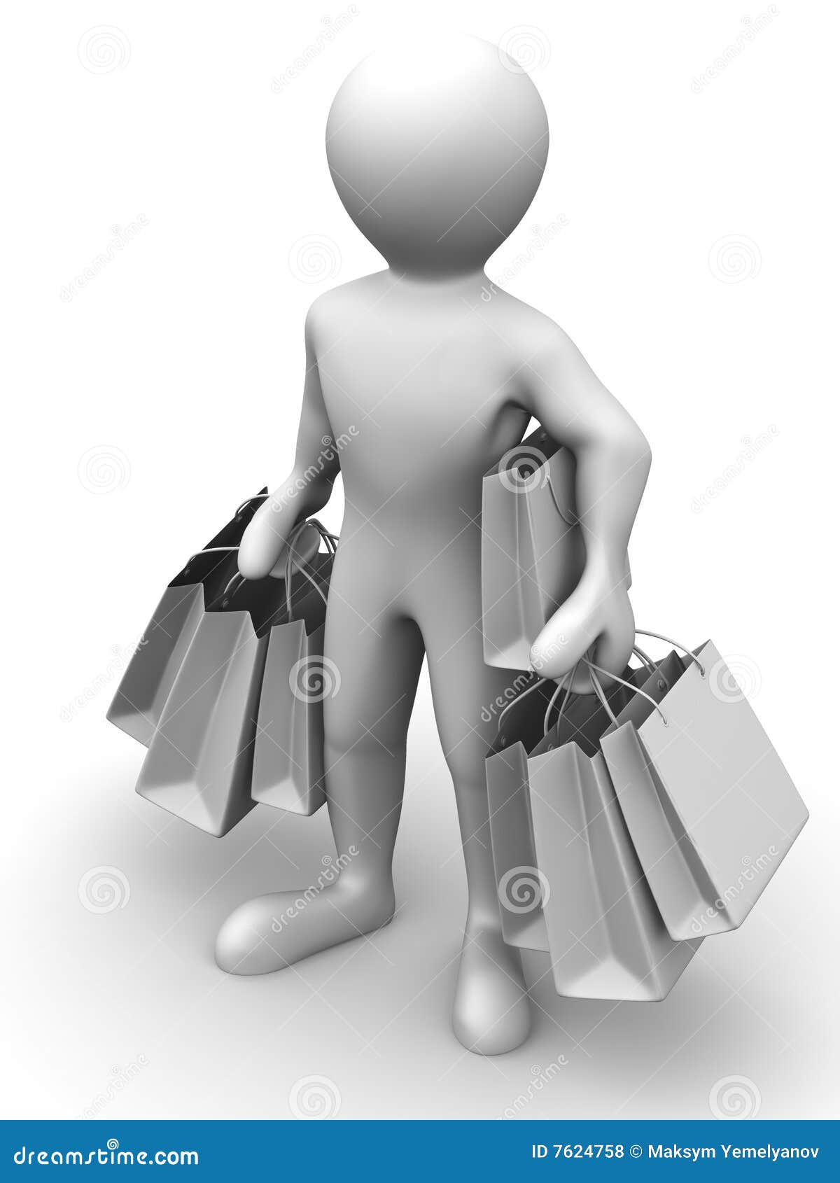 Man with shopping bags stock illustration. Illustration of package ...
