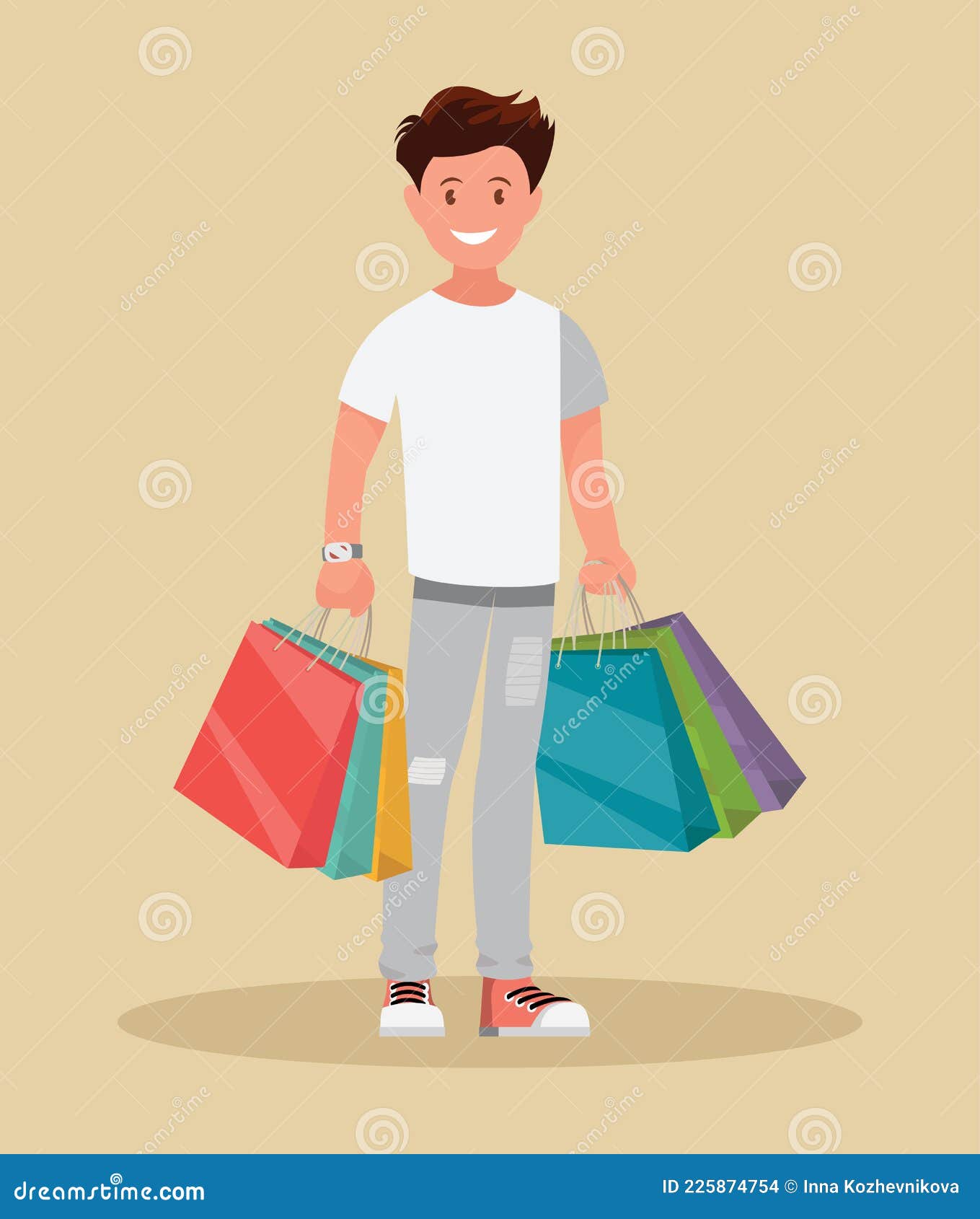 The Man is Shopping. the Guy with the Packages Stock Vector ...