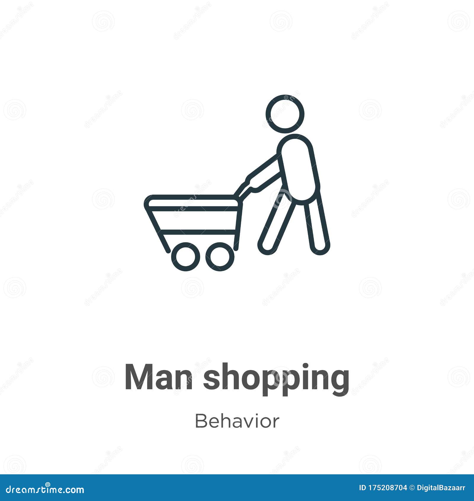 Man Shopping Outline Vector Icon. Thin Line Black Man Shopping Icon ...