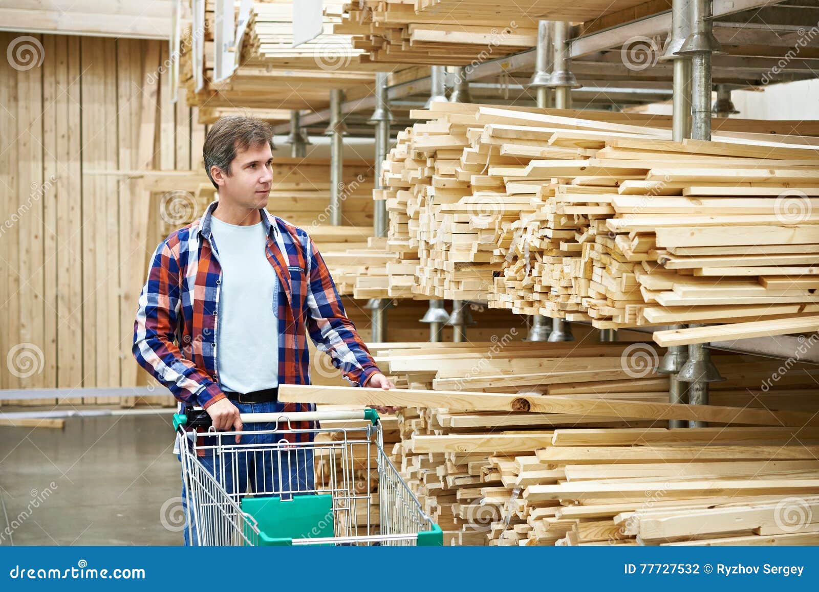 Man Shopping for Timber in Shop Stock Photo - Image of timber, color ...