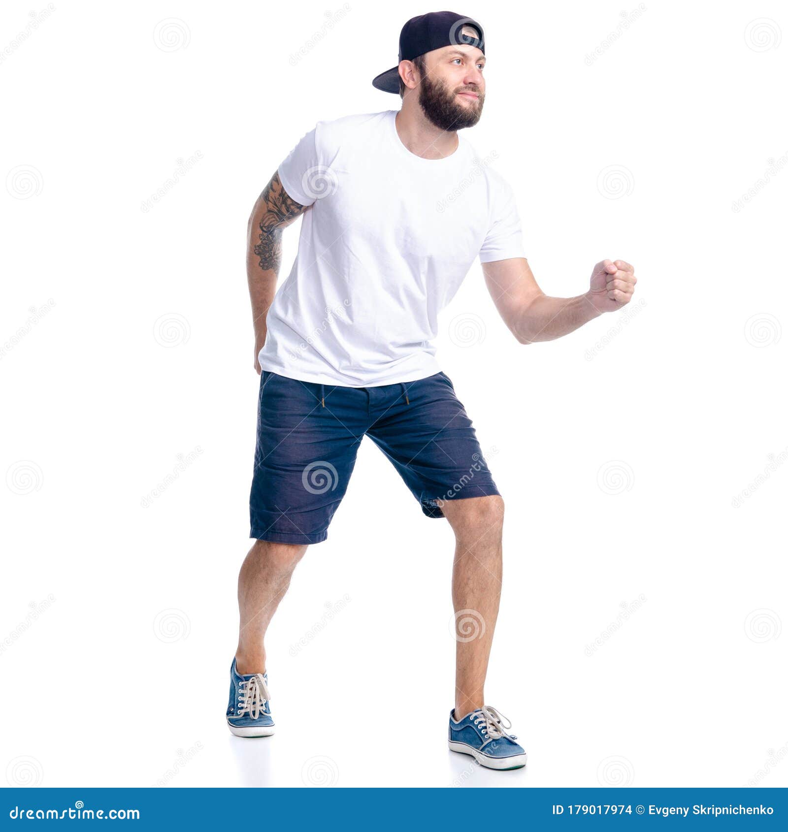 Man in Shorts and Cap Standing Goes Walking Running Stock Photo - Image ...