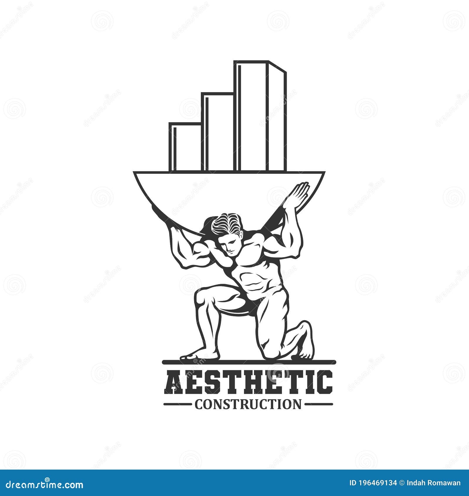 A Man Shouldered the Building Construction. Construction Logo Stock ...