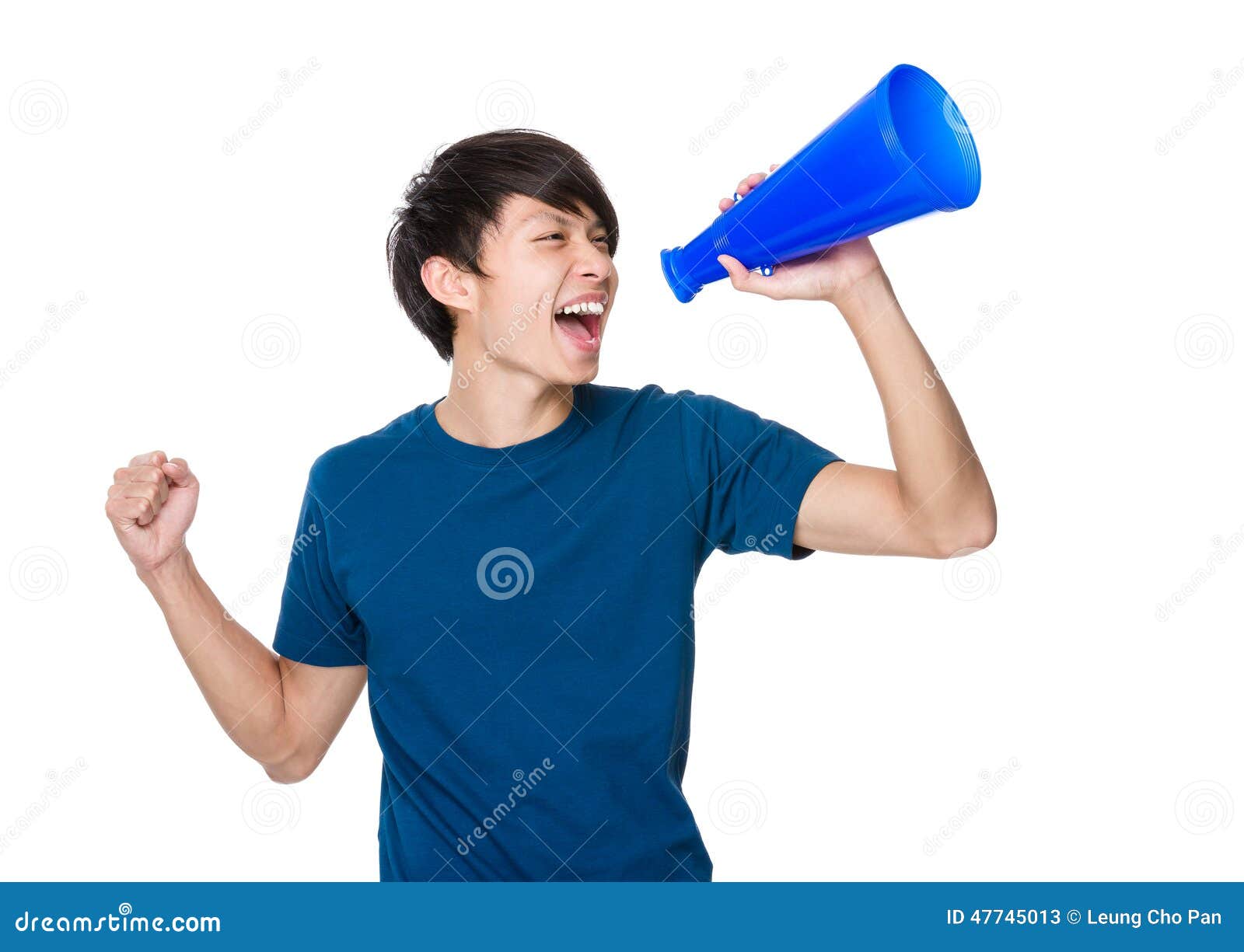 Man Shout with Loud Speaker Stock Image - Image of blue, introduce ...