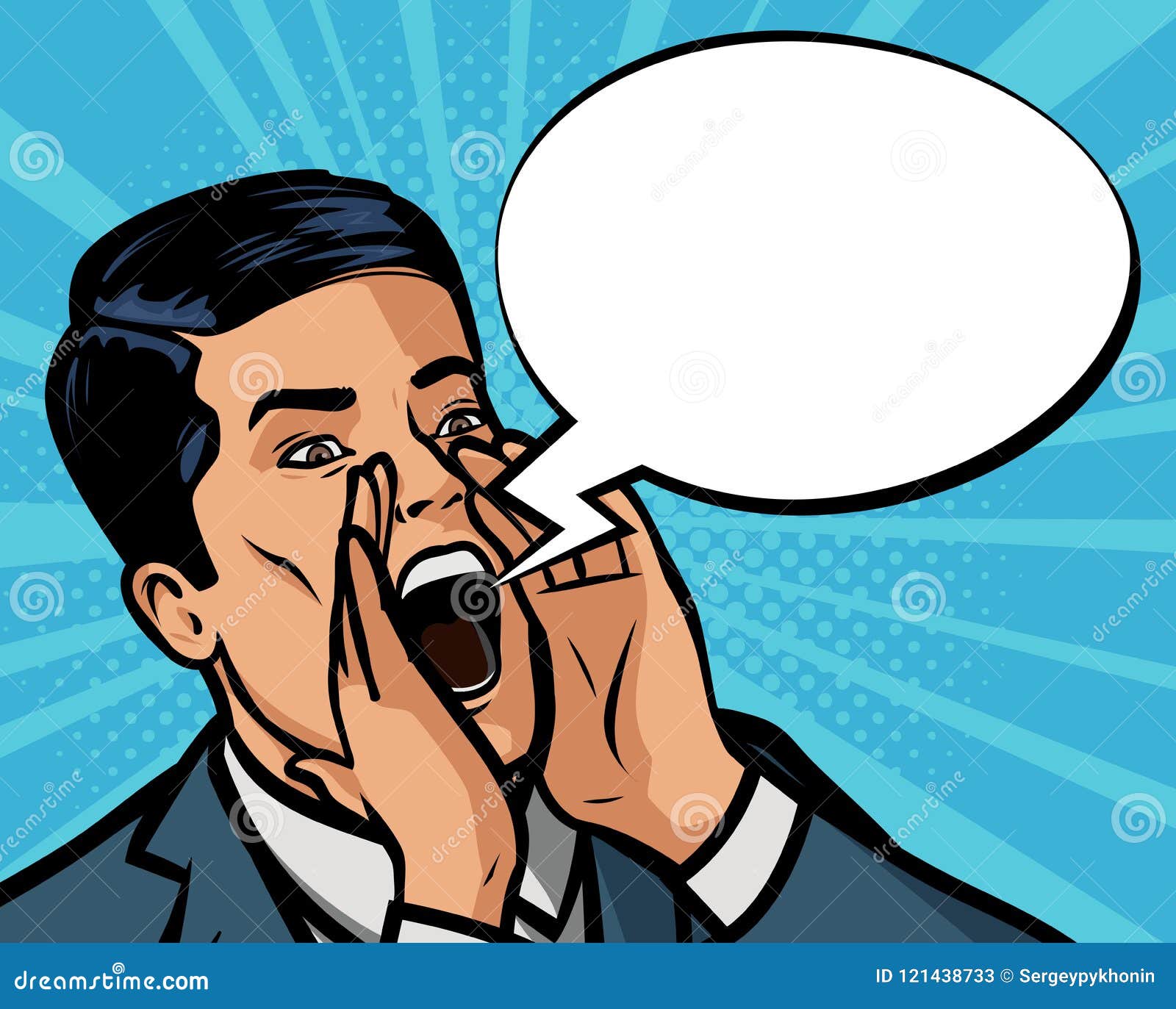 Man is Shouting Loudly. Vector Illustration in Style Comic Pop Art ...