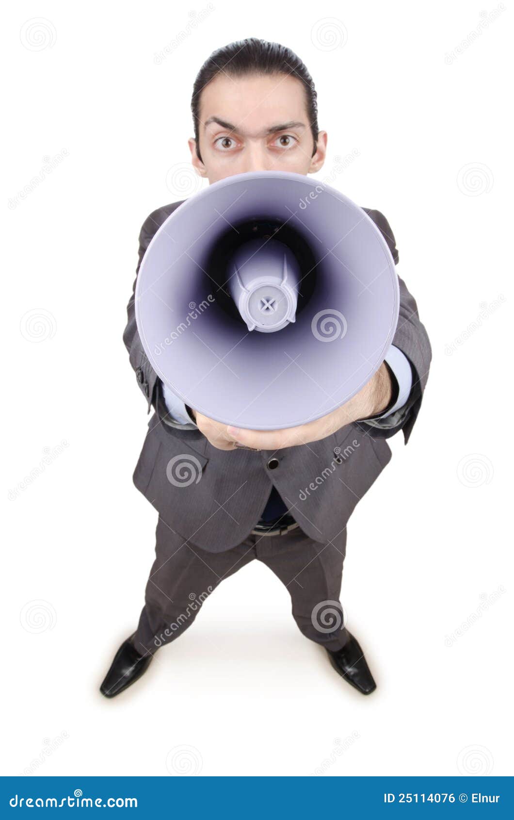 Man Shouting with Loudspeaker Stock Photo - Image of announcing, leader ...