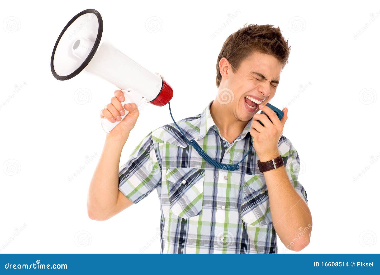 Man Shouting through Megaphone Stock Photo - Image of holding, noisy ...