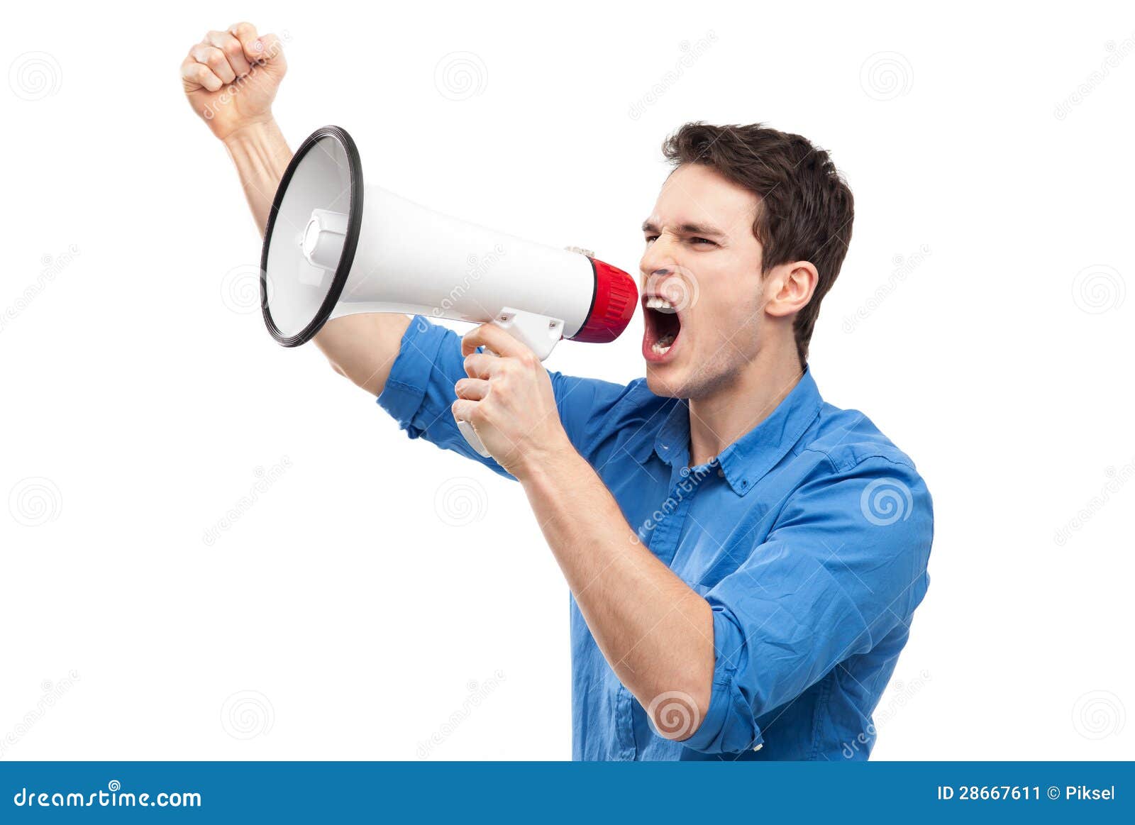 Man Yelling Through Megaphone