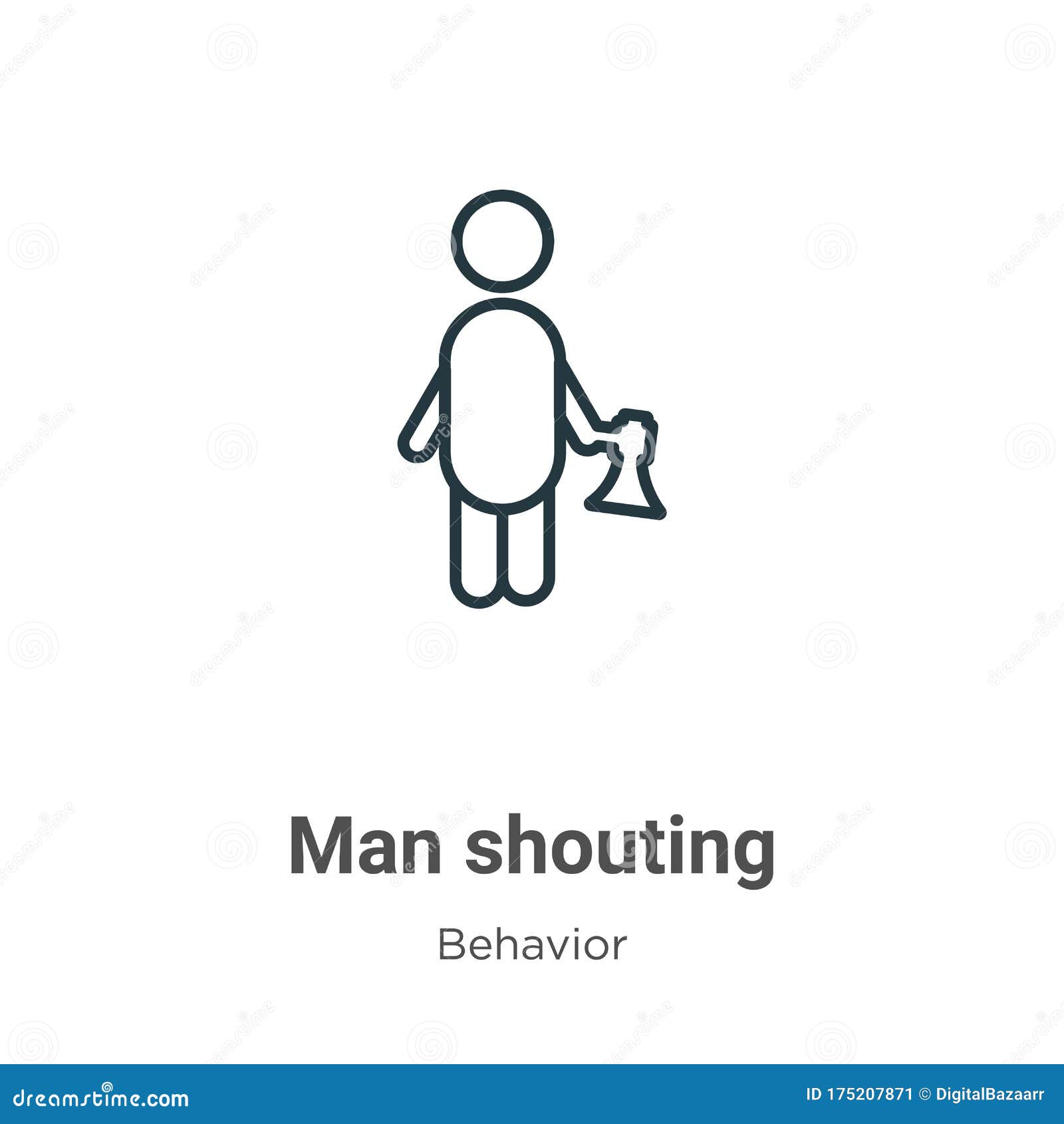 Man Shouting Outline Vector Icon. Thin Line Black Man Shouting Icon ...