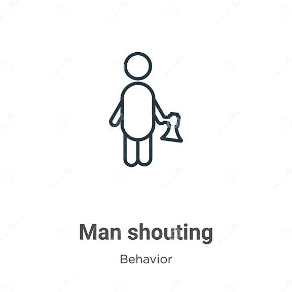 Man Shouting Outline Vector Icon. Thin Line Black Man Shouting Icon ...