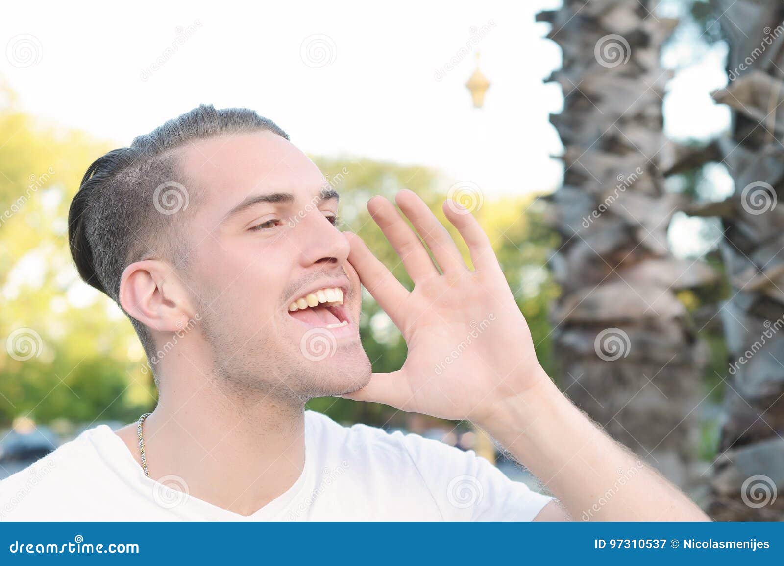Man shouting at the park. stock image. Image of angry - 97310537