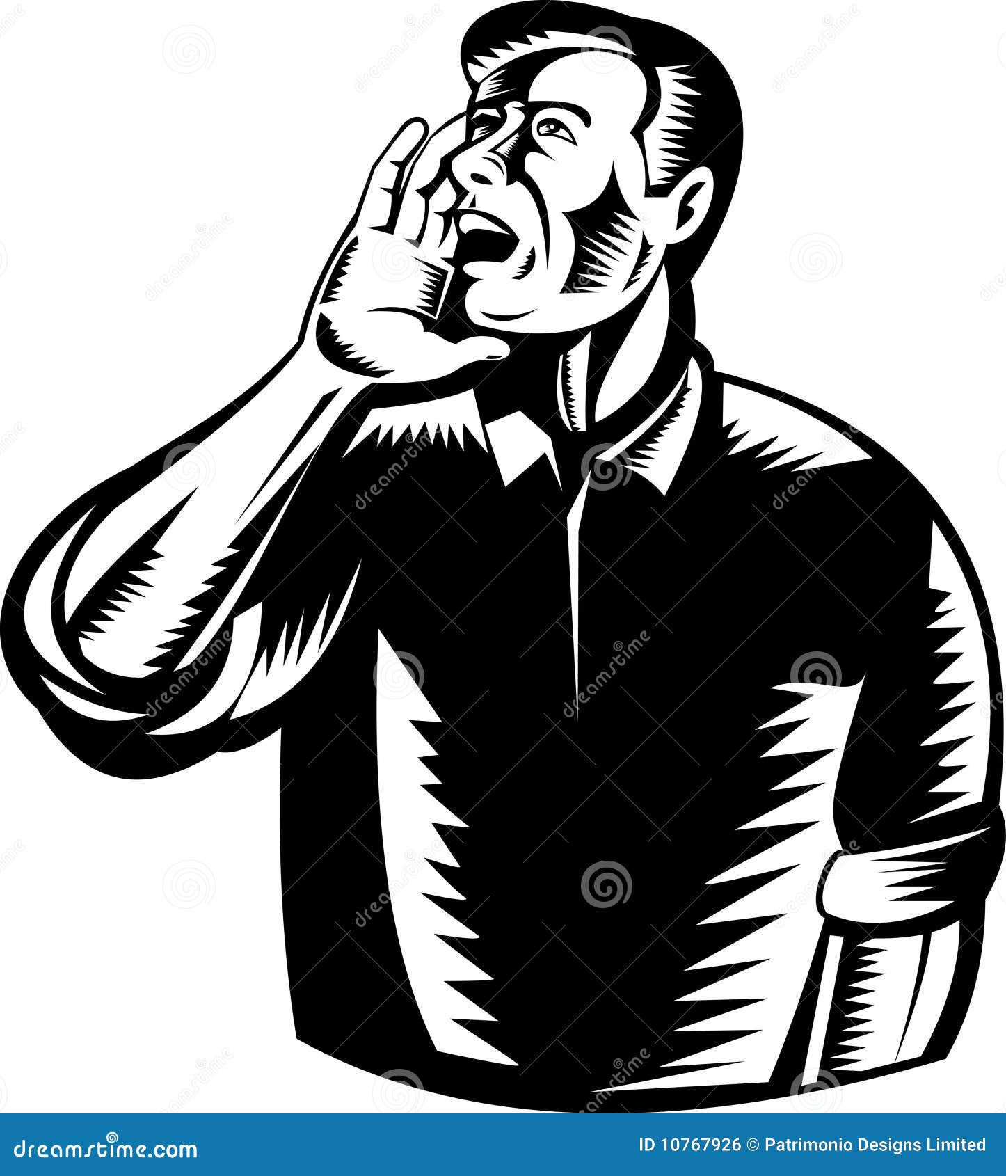 Man shouting using hand stock illustration. Illustration of shouting ...