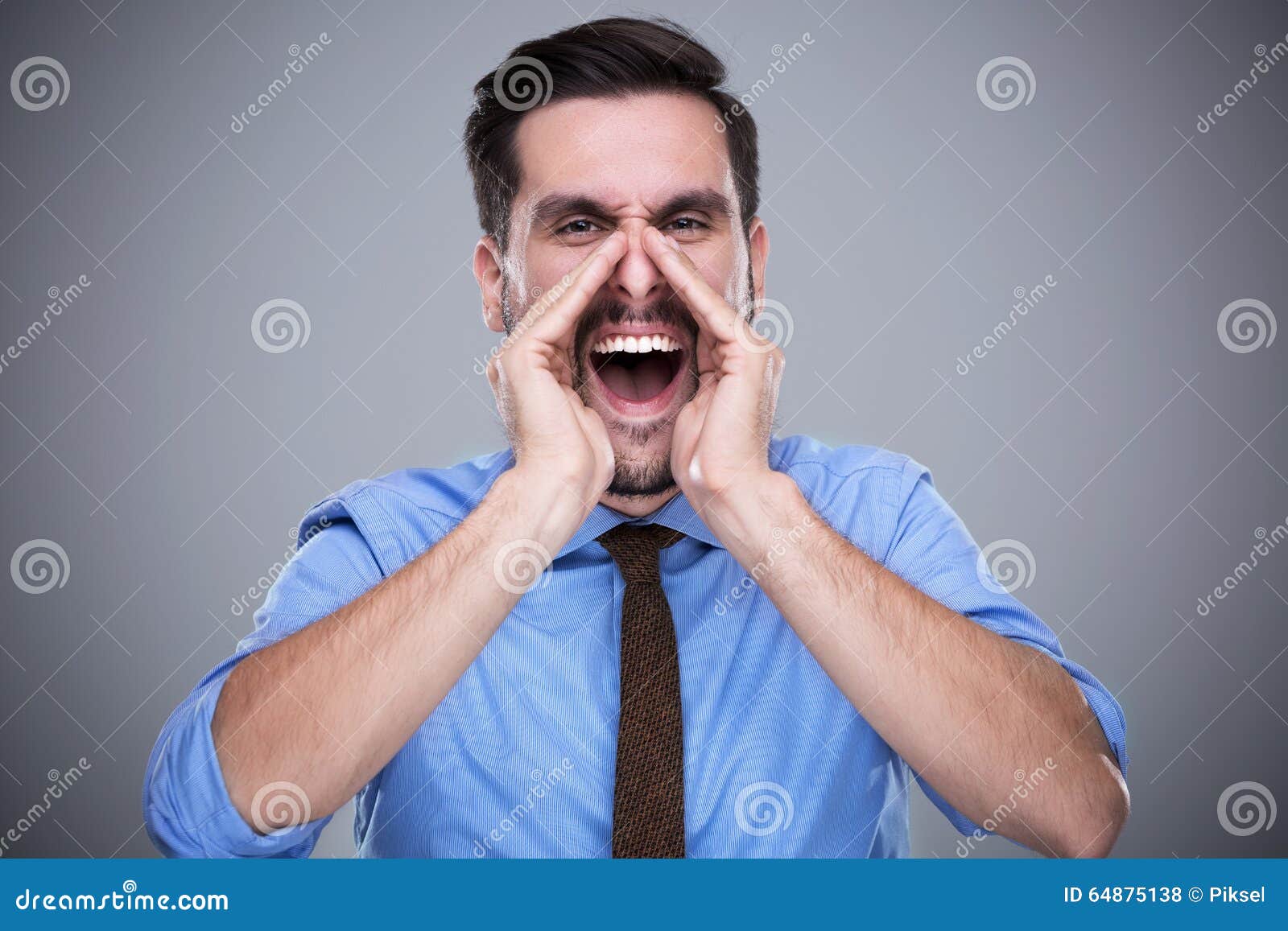 Man shouting stock photo. Image of fault, bullhorn, angry - 64875138