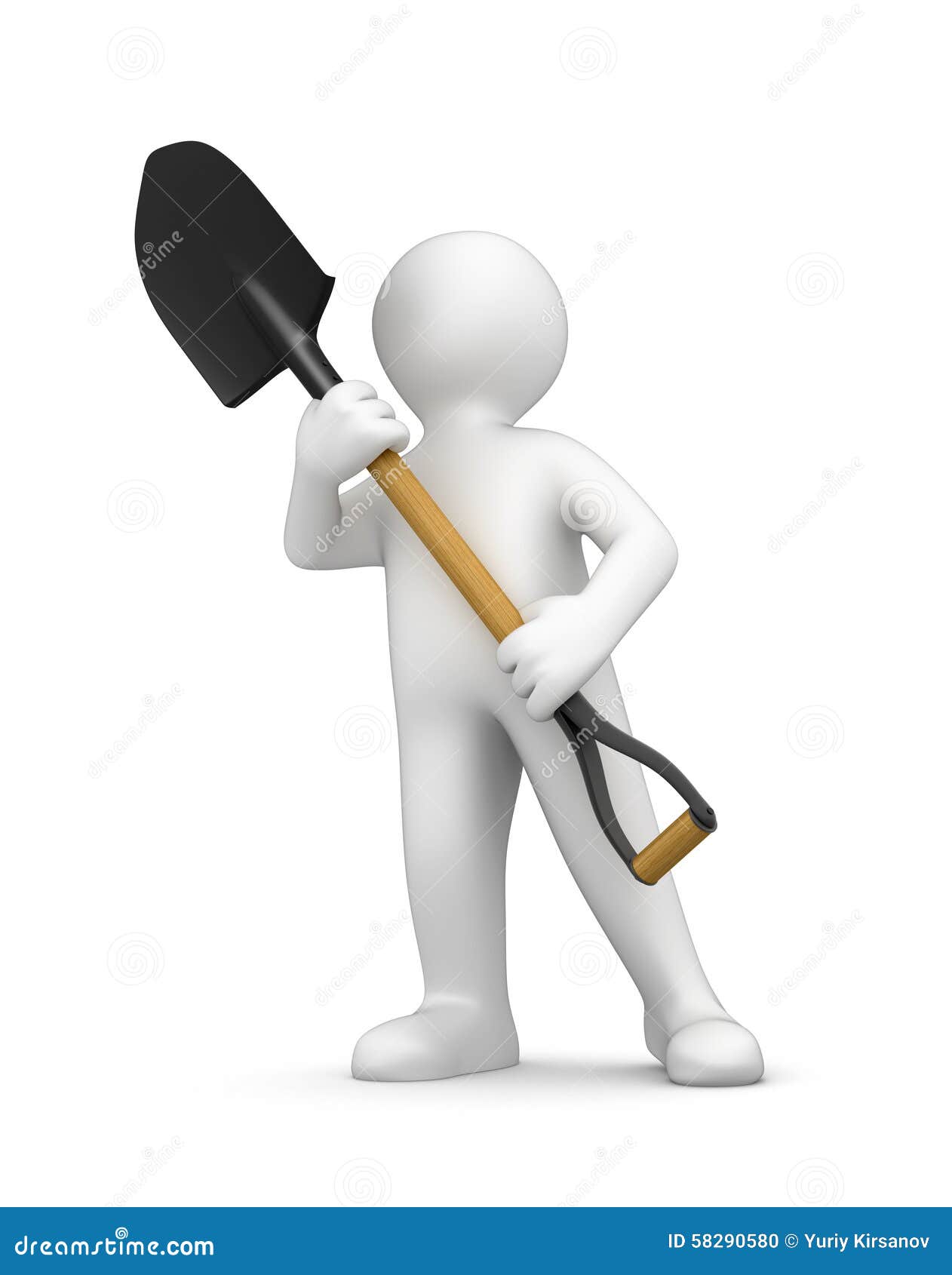 Man and Shovel (clipping Path Included) Stock Illustration ...