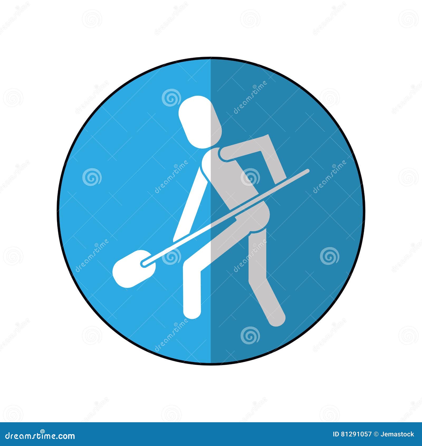 Man Shovel Digging Work Construction-blue Circle Shadow Stock Vector ...