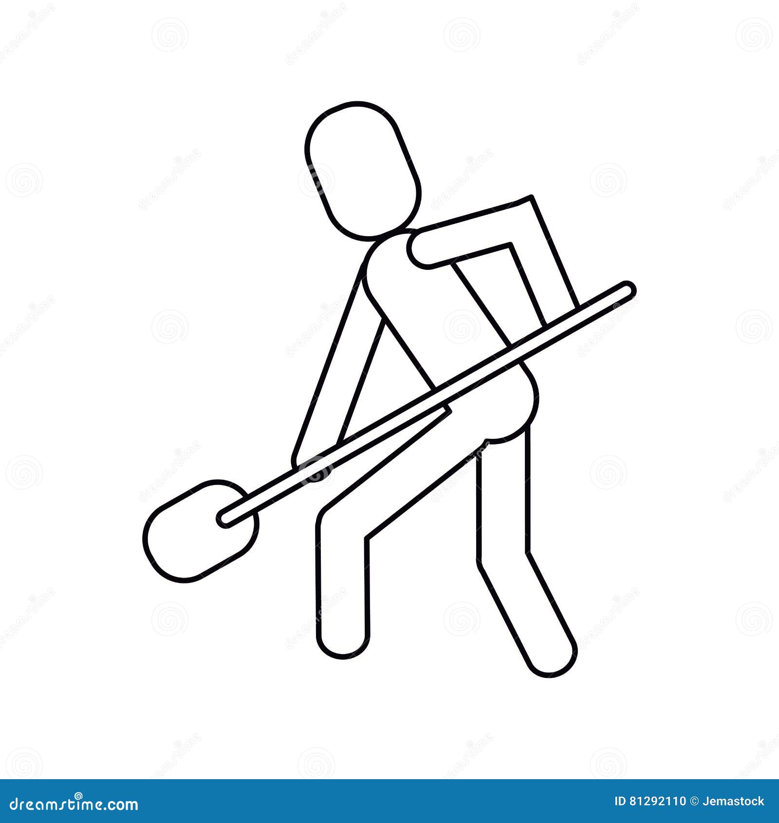 Man Shovel Digging Work Construction Outline Stock Vector ...