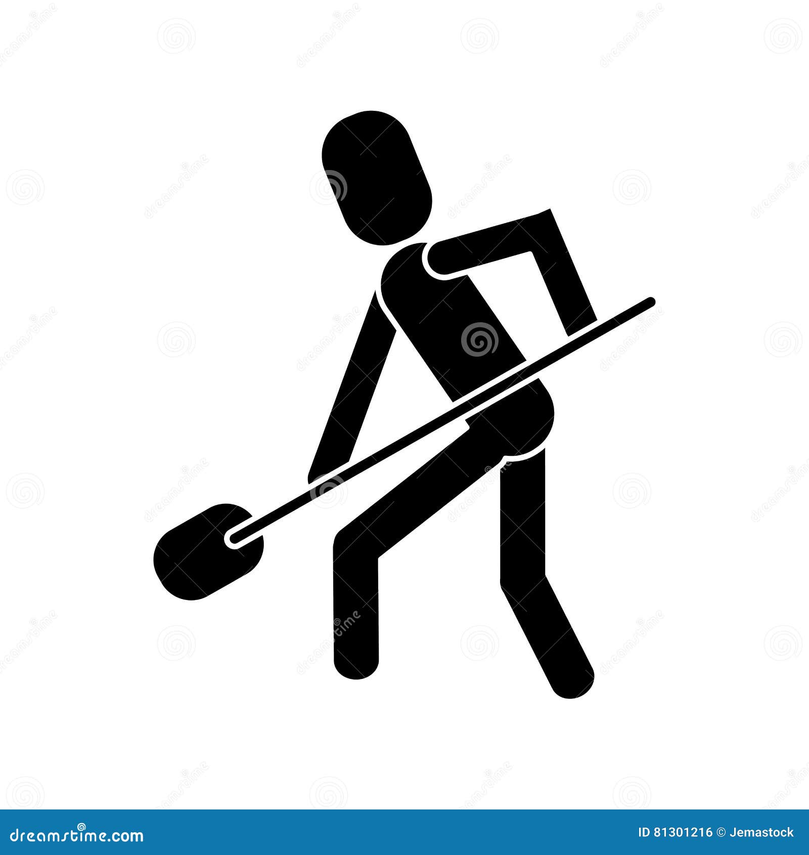 Man Shovel Digging Work Construction Pictogram Vector Illustration ...
