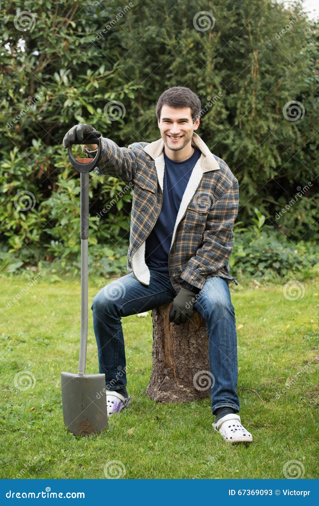 Man with shovel stock image. Image of young, lifestyle - 67369093