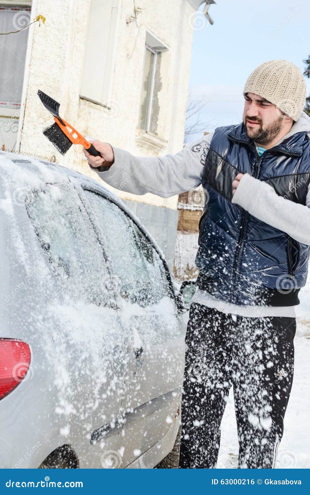 Man Shovelling and Removing Snow Stock Photo - Image of district ...