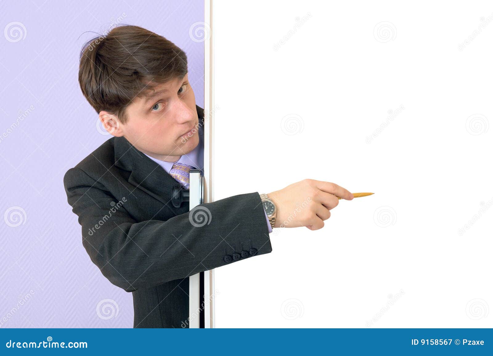 Man Show in an Blank White Board Stock Image - Image of male, shirt ...