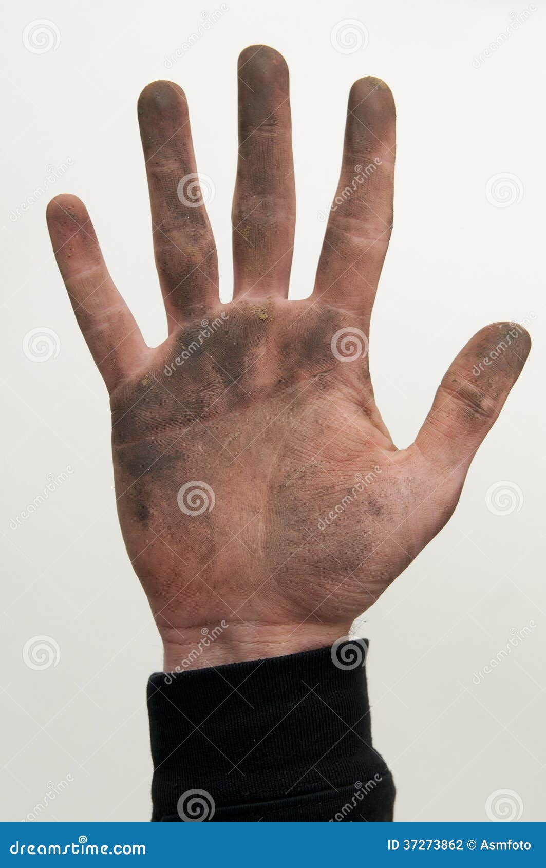 Man Show His Dirty Hand with Palms Up Stock Photo - Image of unhygienic ...