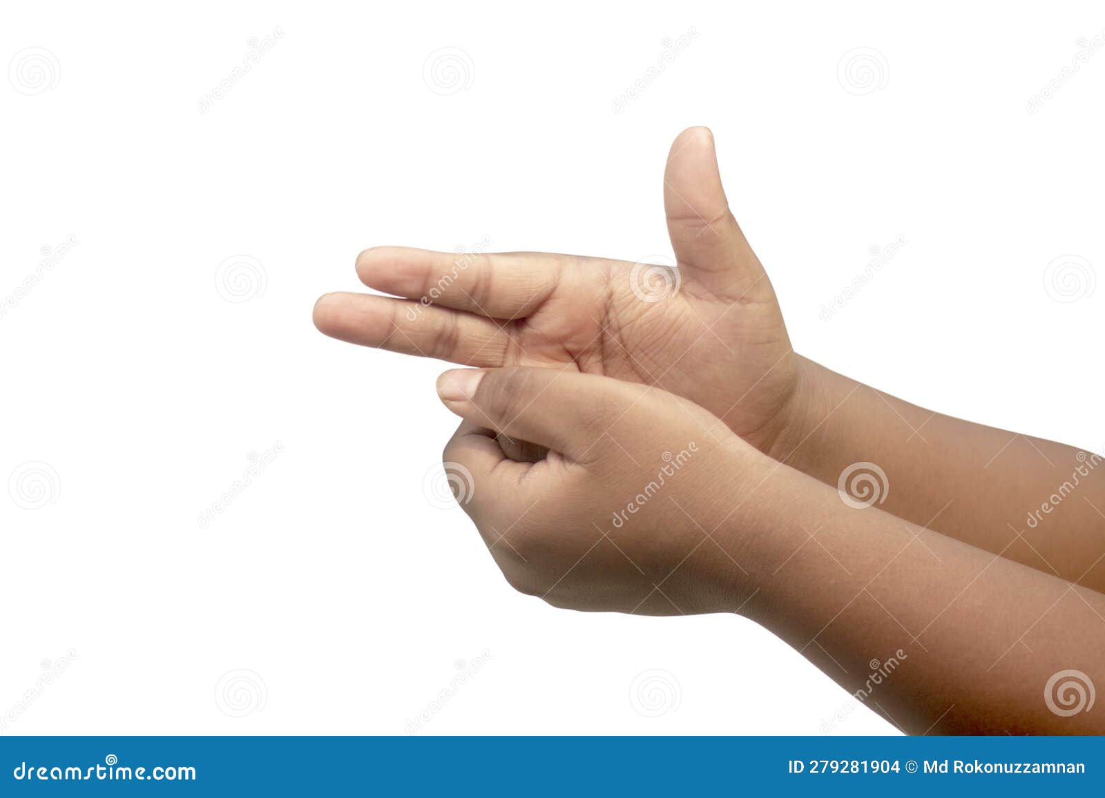 A Man Show His Hand Style and the Background is Isolated on White Stock ...