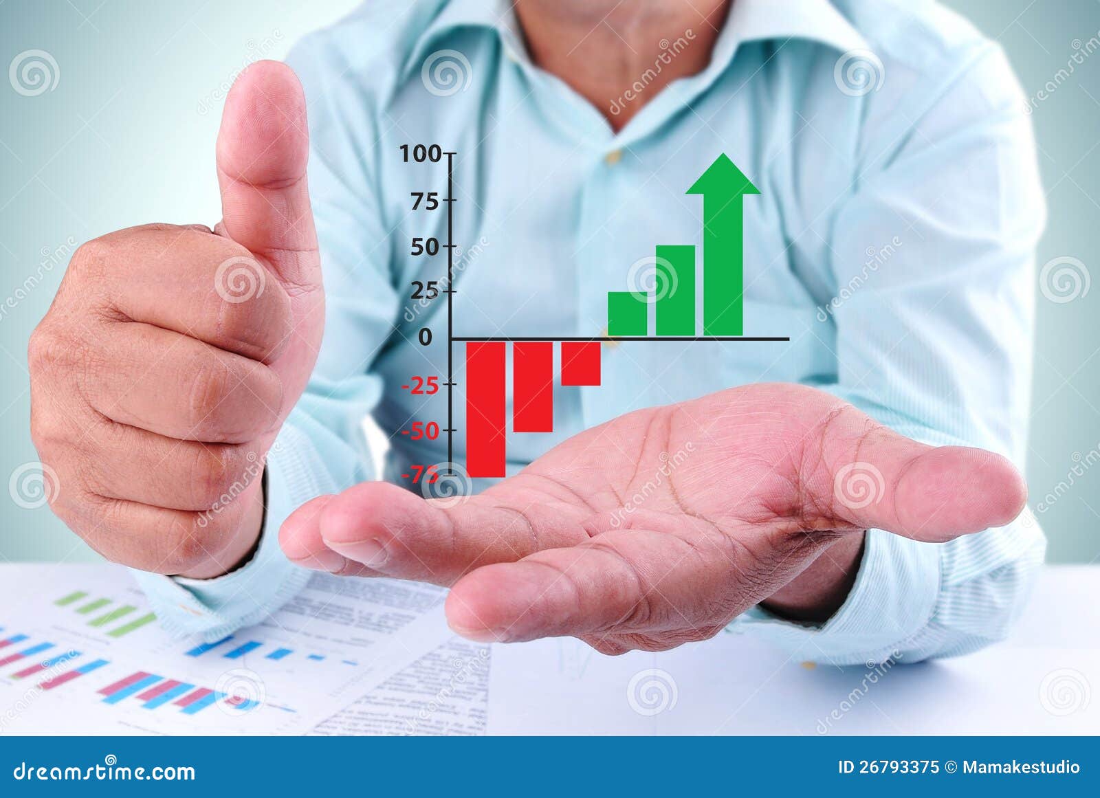 Man show a increasing goal stock image. Image of financial - 26793375