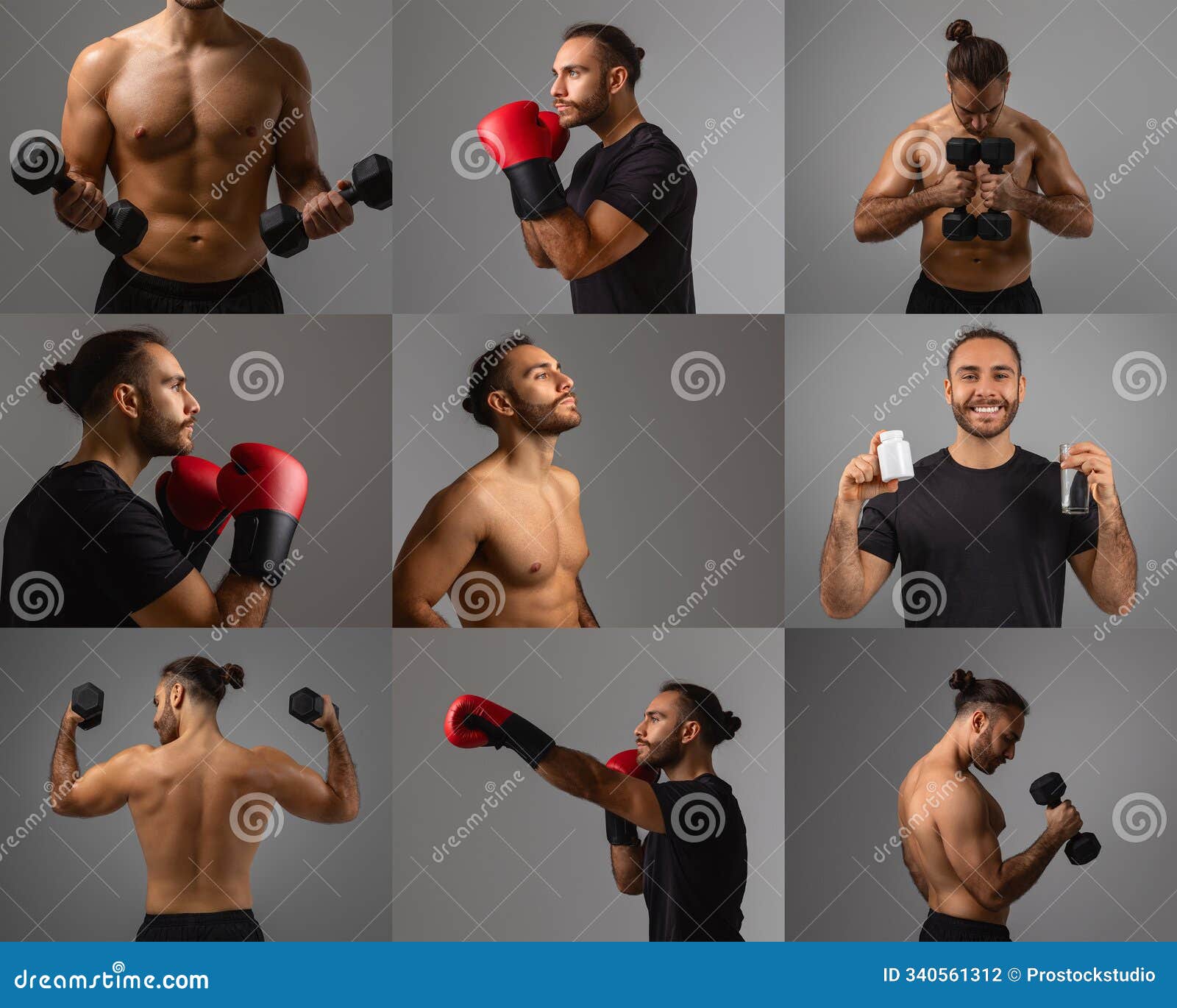 Man Showcasing Strength Training and Boxing Techniques in a Studio ...