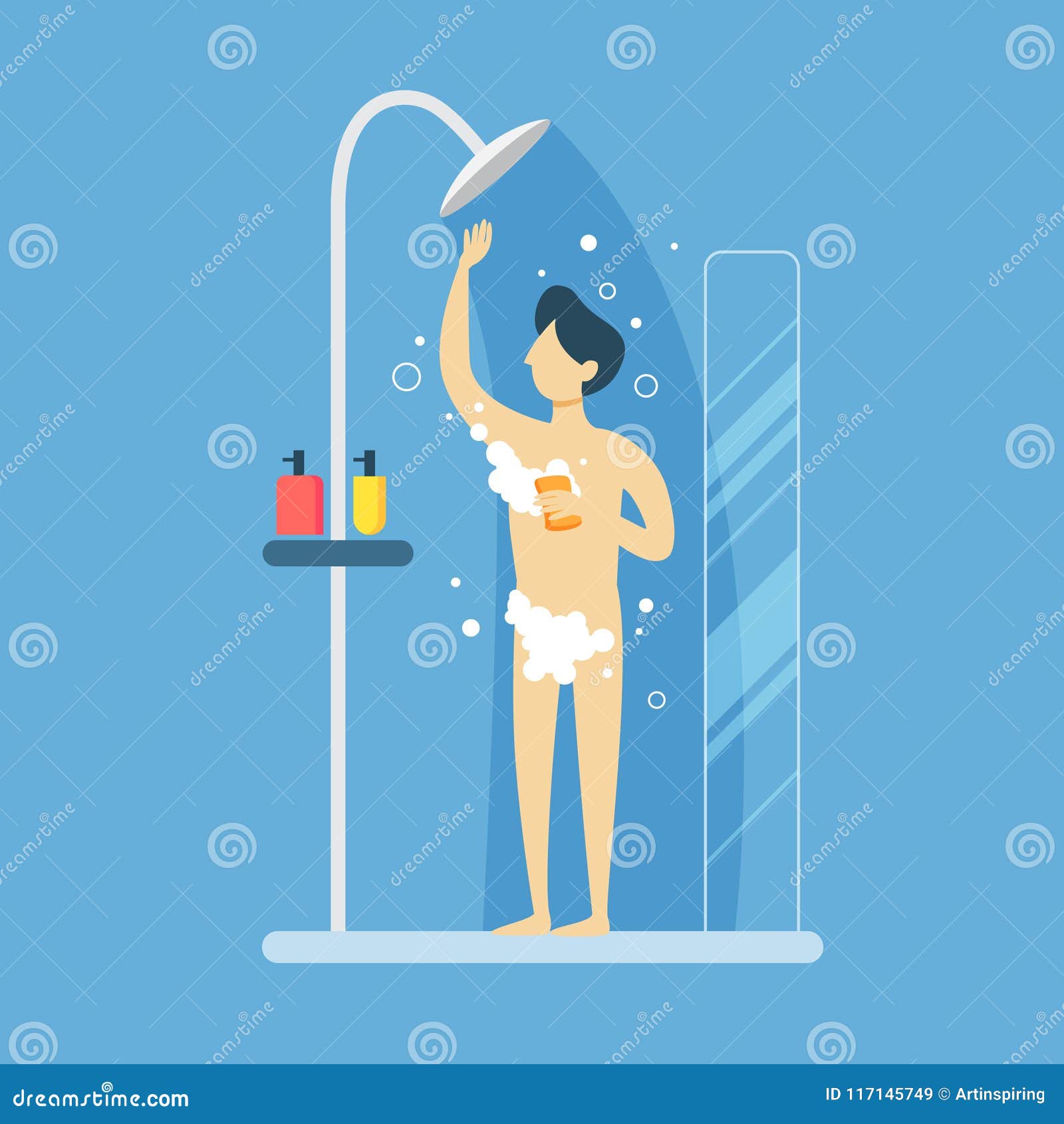 Man In Shower Stock Vector Illustration Of Beautiful 117145749