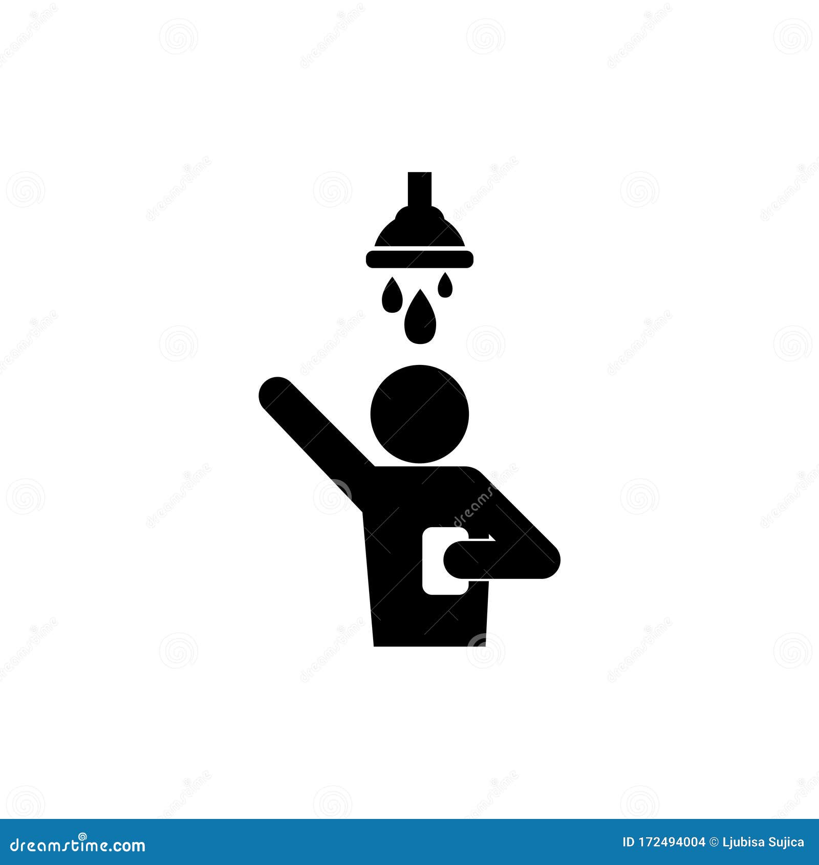 Man Showering Icon on White Background. Shower Sign Stock Vector ...