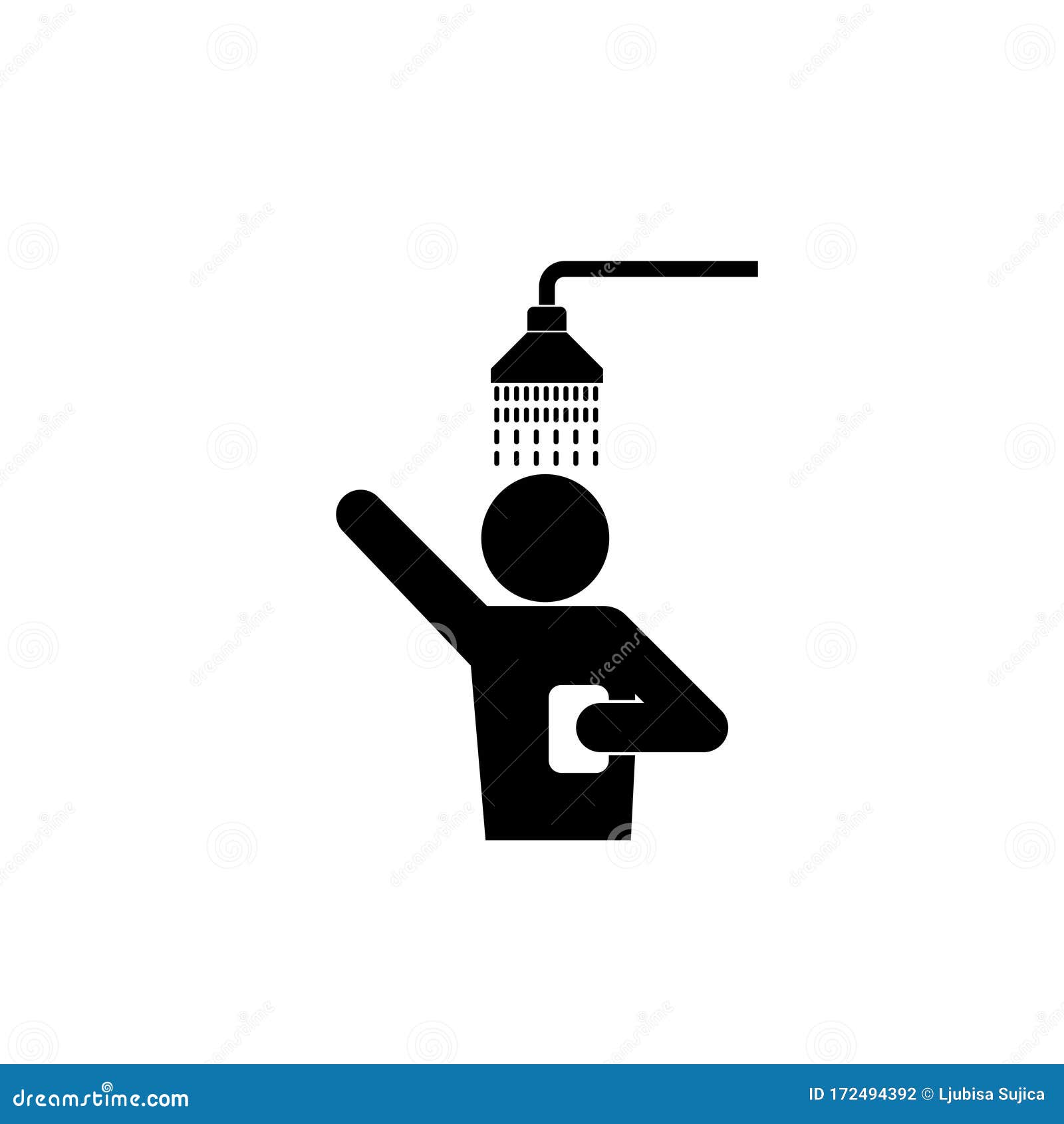 Man Showering Icon On White Background Shower Sign Stock Vector