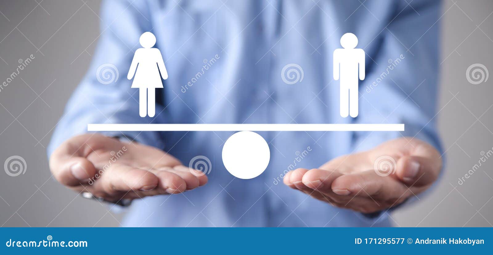 Man Showing Balance Scale. Man and Woman Equality Stock Image - Image ...