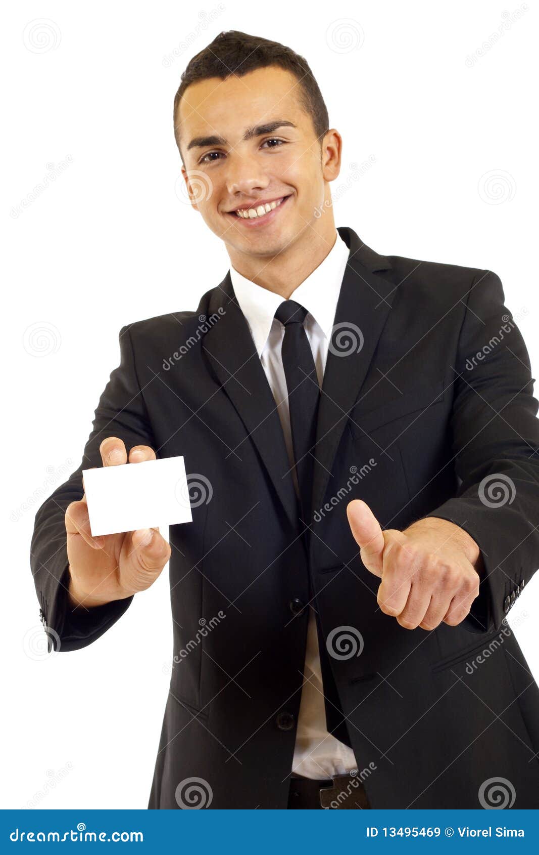 Man showing a blank card stock image. Image of meeting - 13495469
