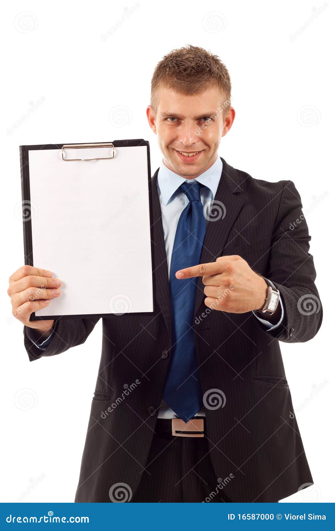 Man Showing a Blank Clipboard Stock Photo - Image of communicate ...