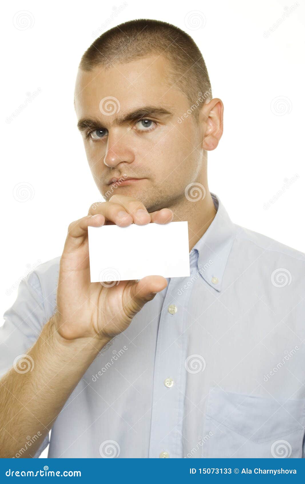 Man Showing a Business Card Stock Image - Image of horizontal, holding ...