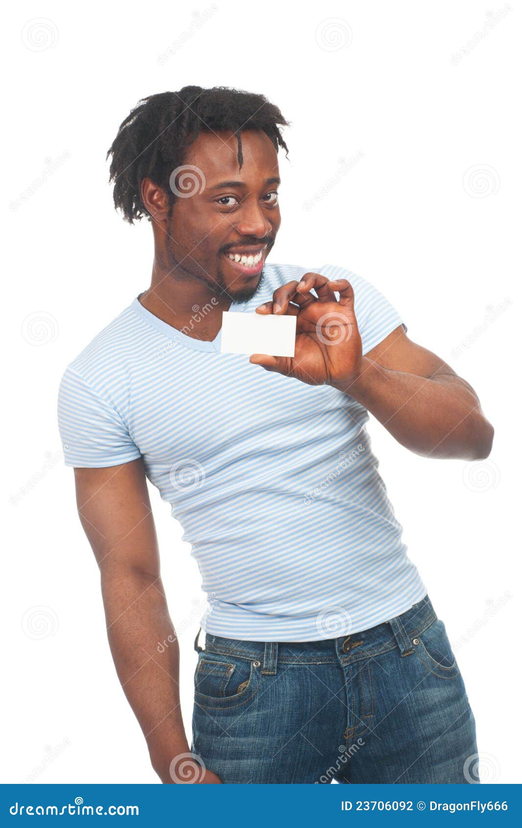 Man showing business card stock photo. Image of friendly - 23706092
