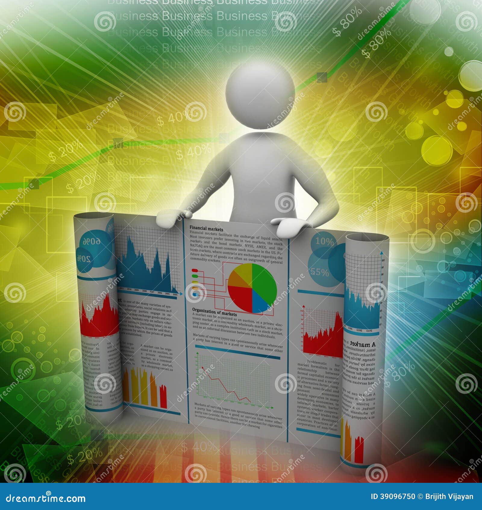 Man Showing the Business Report Stock Illustration - Illustration of ...