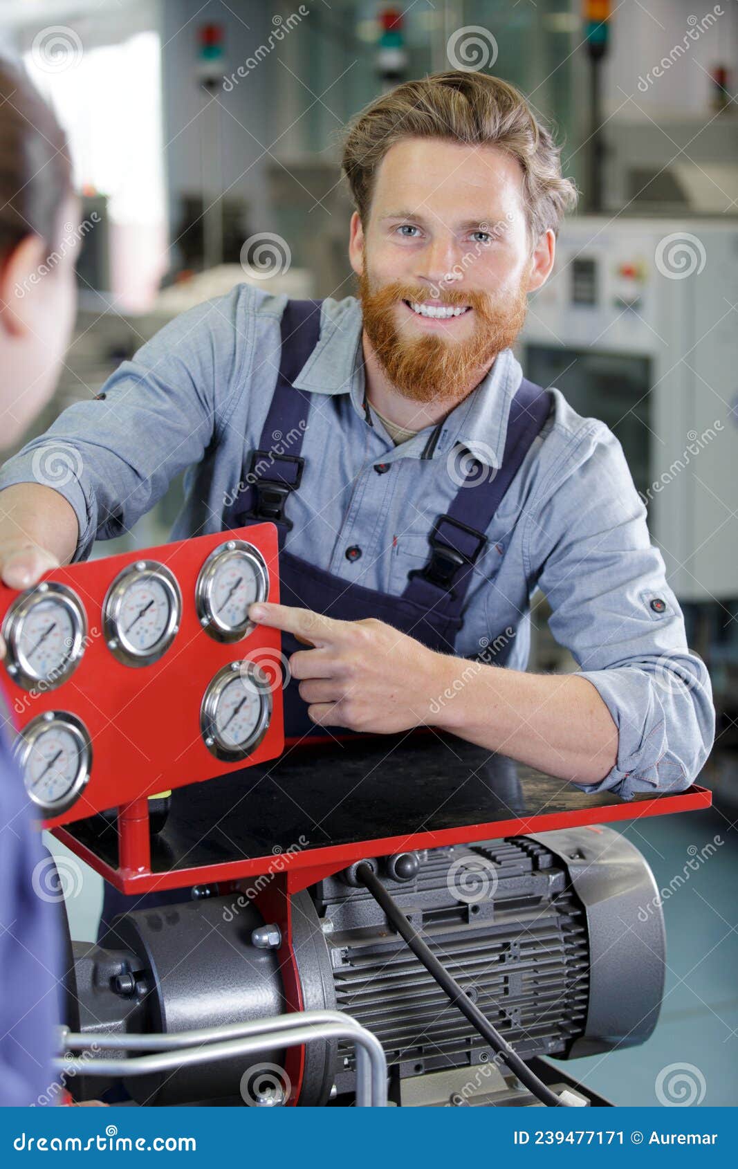 Man Showing Compressor Safety Dials Stock Image - Image of construction ...