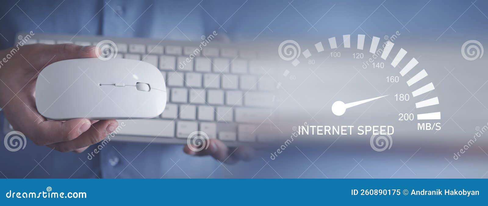 Man Showing Computer Keyboard and Mouse. Speedometer Stock Image ...