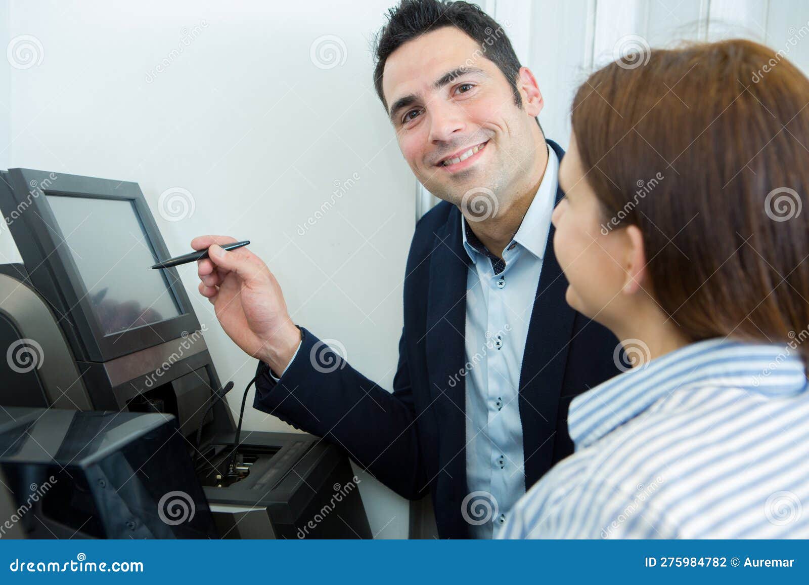 Man Showing Computer and Posing for Camera Stock Photo - Image of ...