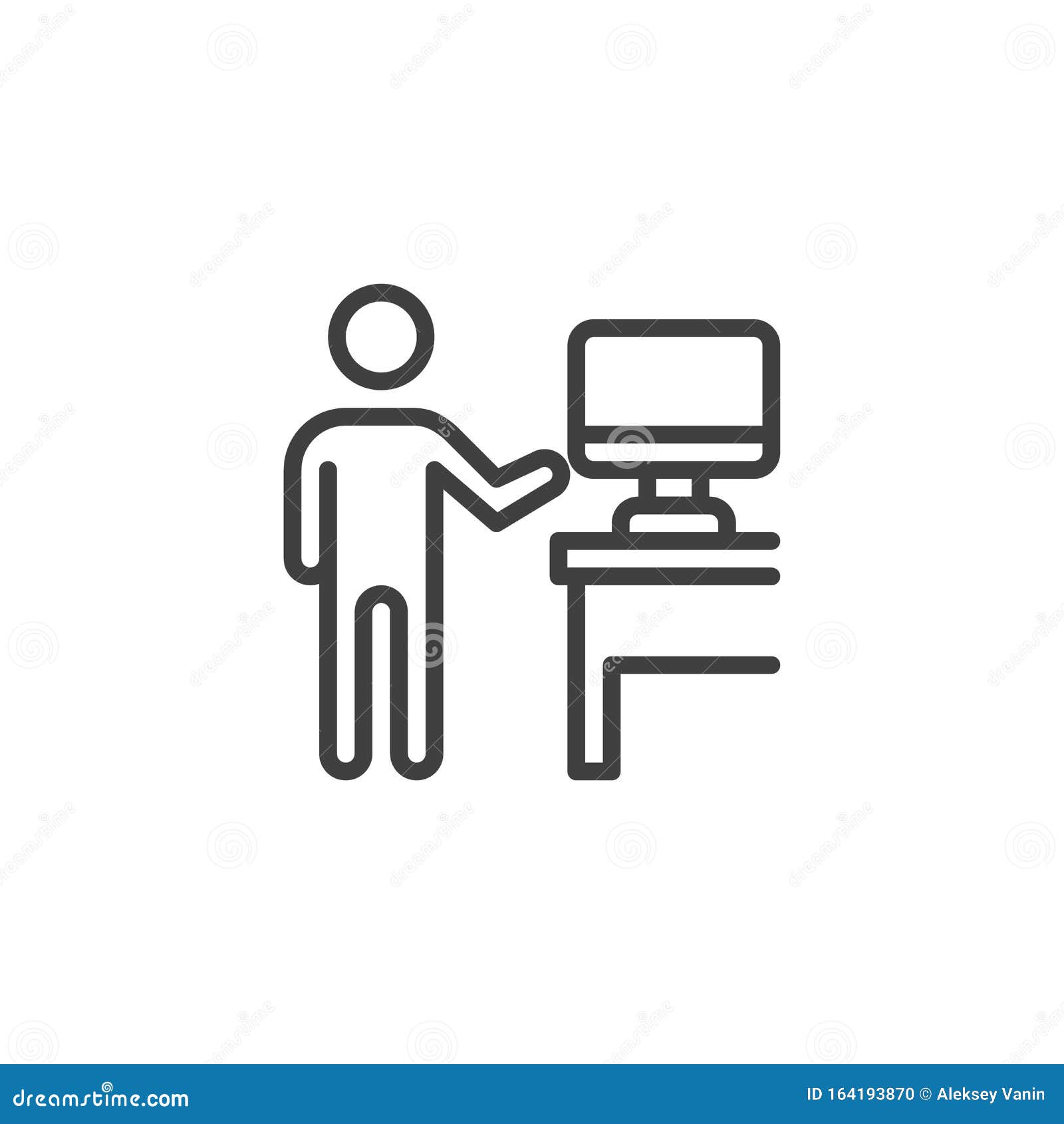 Man Showing on Computer Screen Line Icon Stock Vector - Illustration of ...