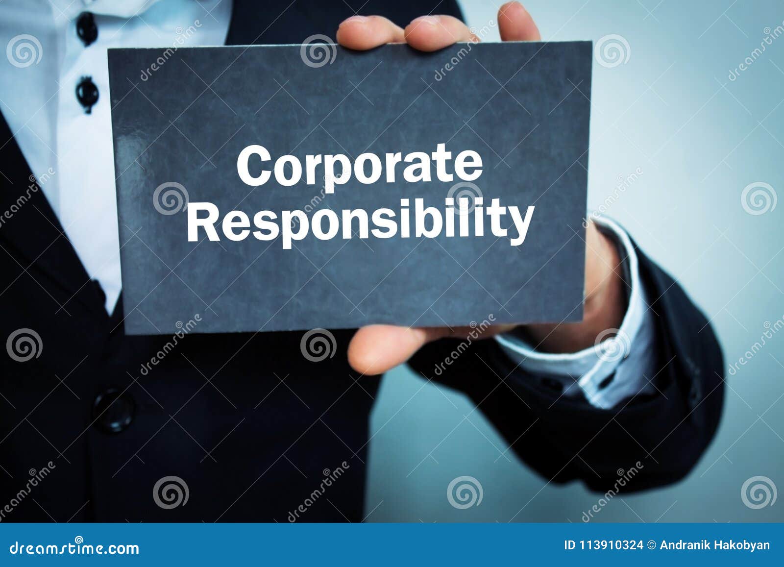 Man Showing Corporate Responsibility Word. Stock Photo - Image of ...