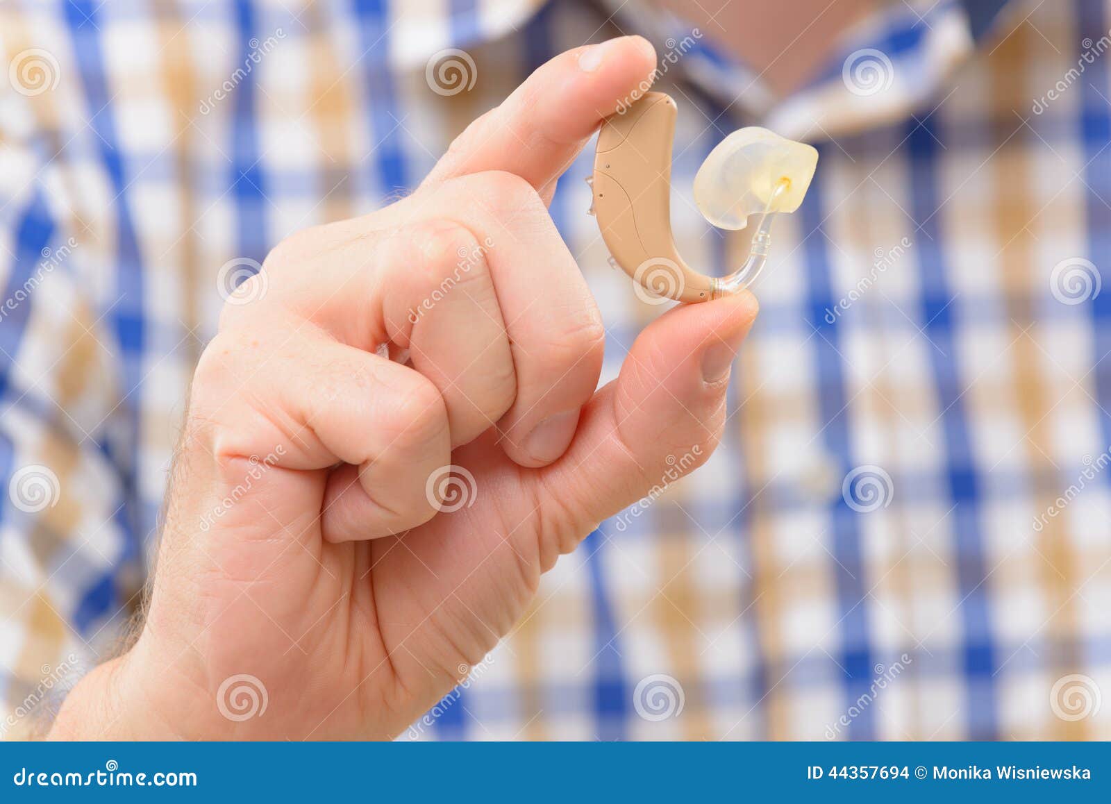 Man showing deaf aids stock photo. Image of deaf, choose - 44357694