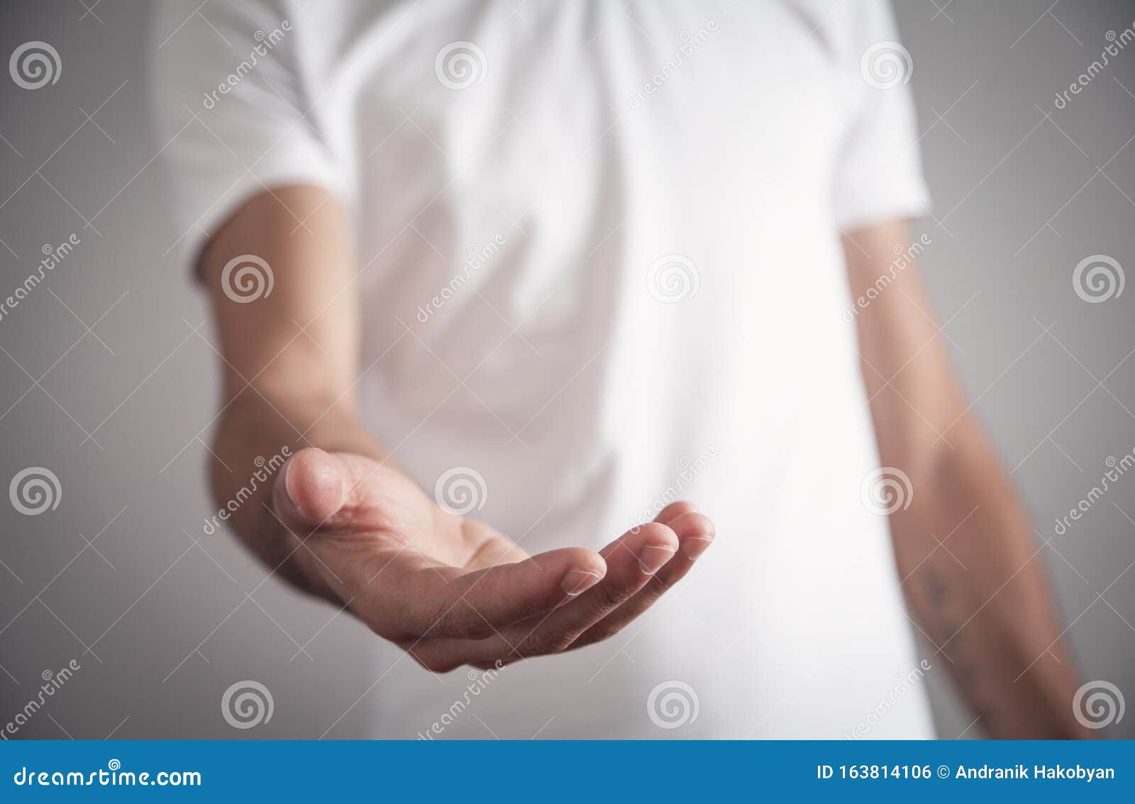 Man Showing Empty Hand. Giving Gesture Stock Photo - Image of human ...