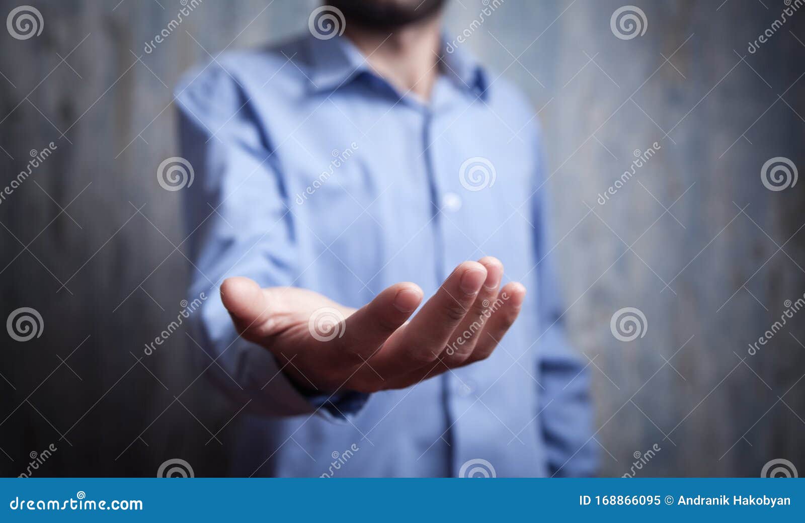 Man Showing Empty Hand. Giving Gesture Stock Image - Image of showing ...