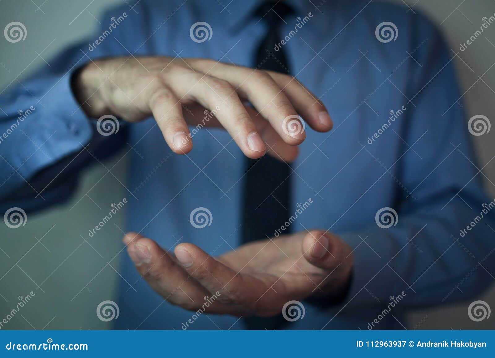 Man showing empty hands. stock image. Image of protecting - 112963937